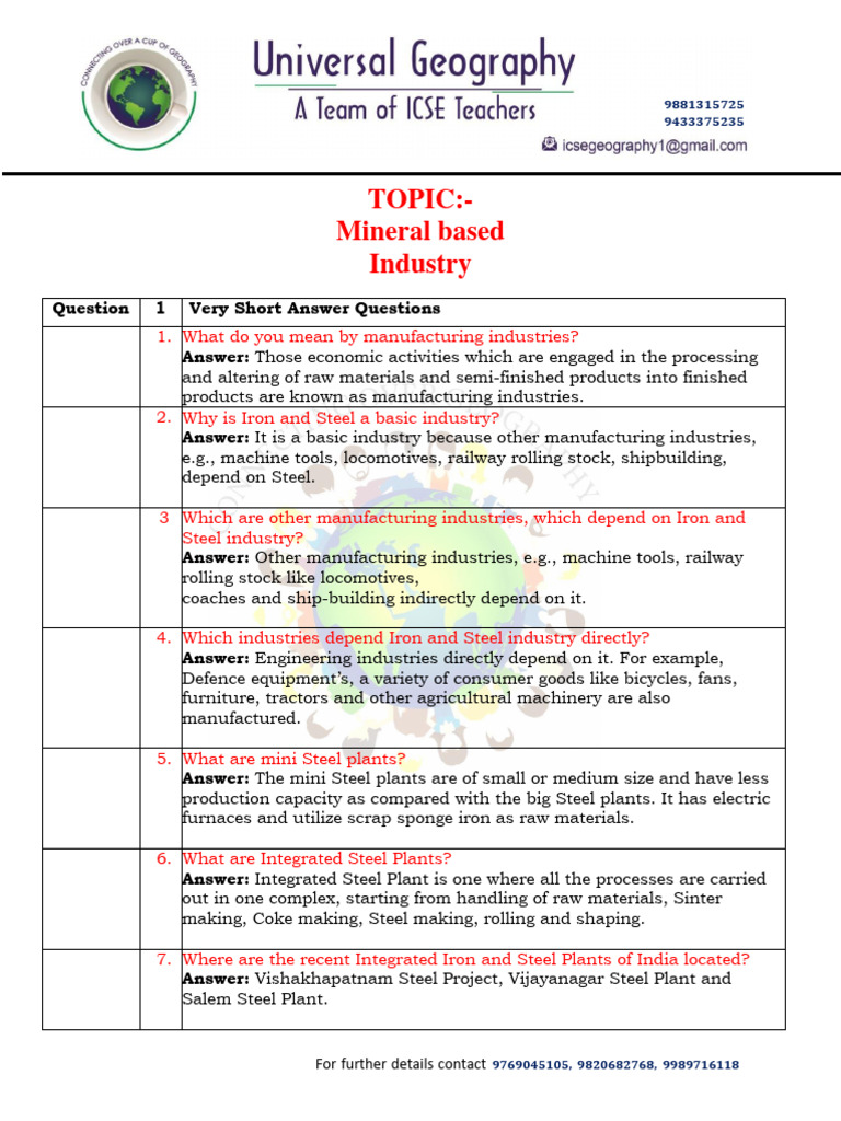 Mineral Based Industry | PDF