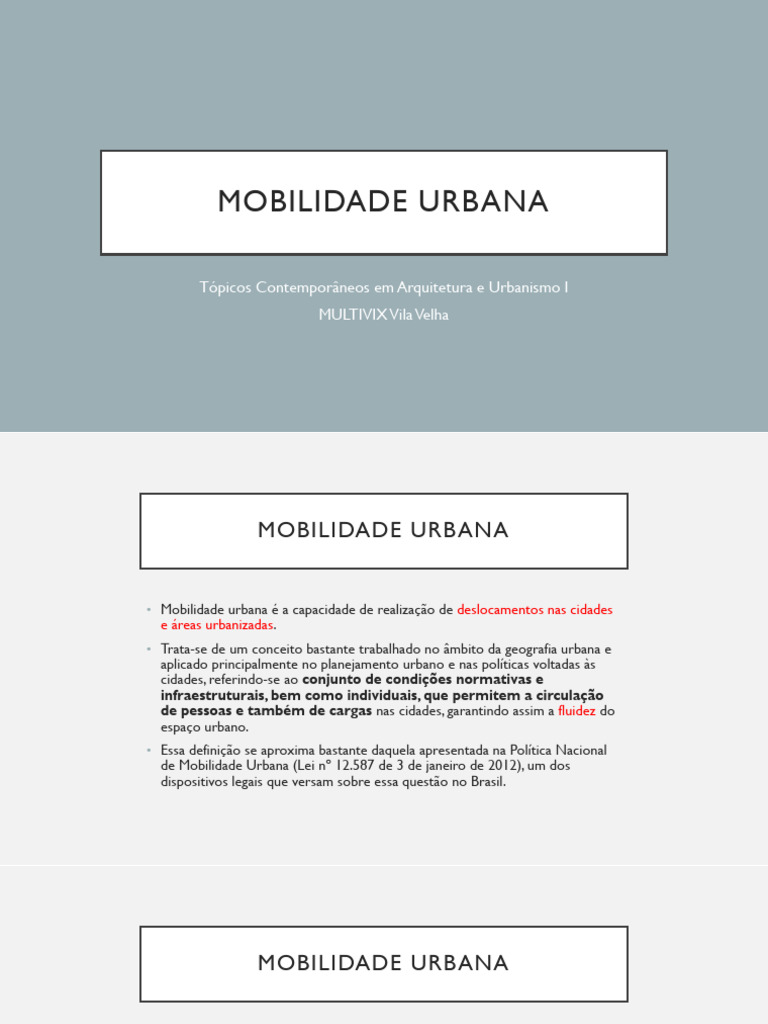 Aula 06 - Mobilidade Urbana | PDF | Transporte público | Metropolitano