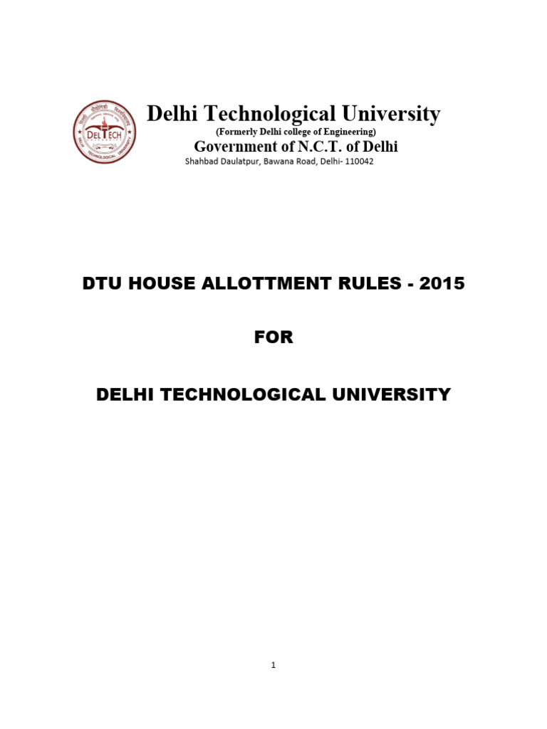 DTU House Allotment Rules 2015 | PDF