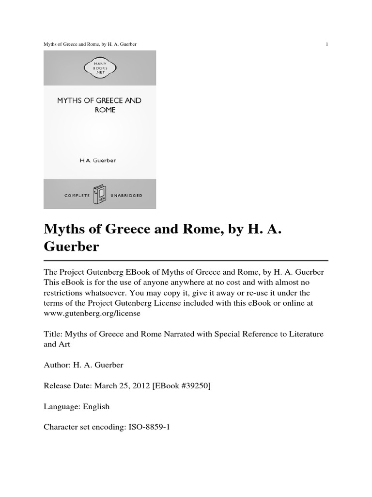 Myths of Greece and Rome | PDF