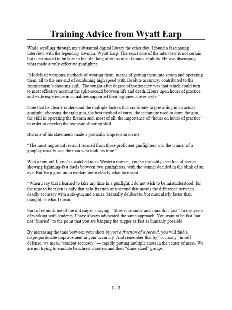 Training Advice From Wyatt Earp | PDF