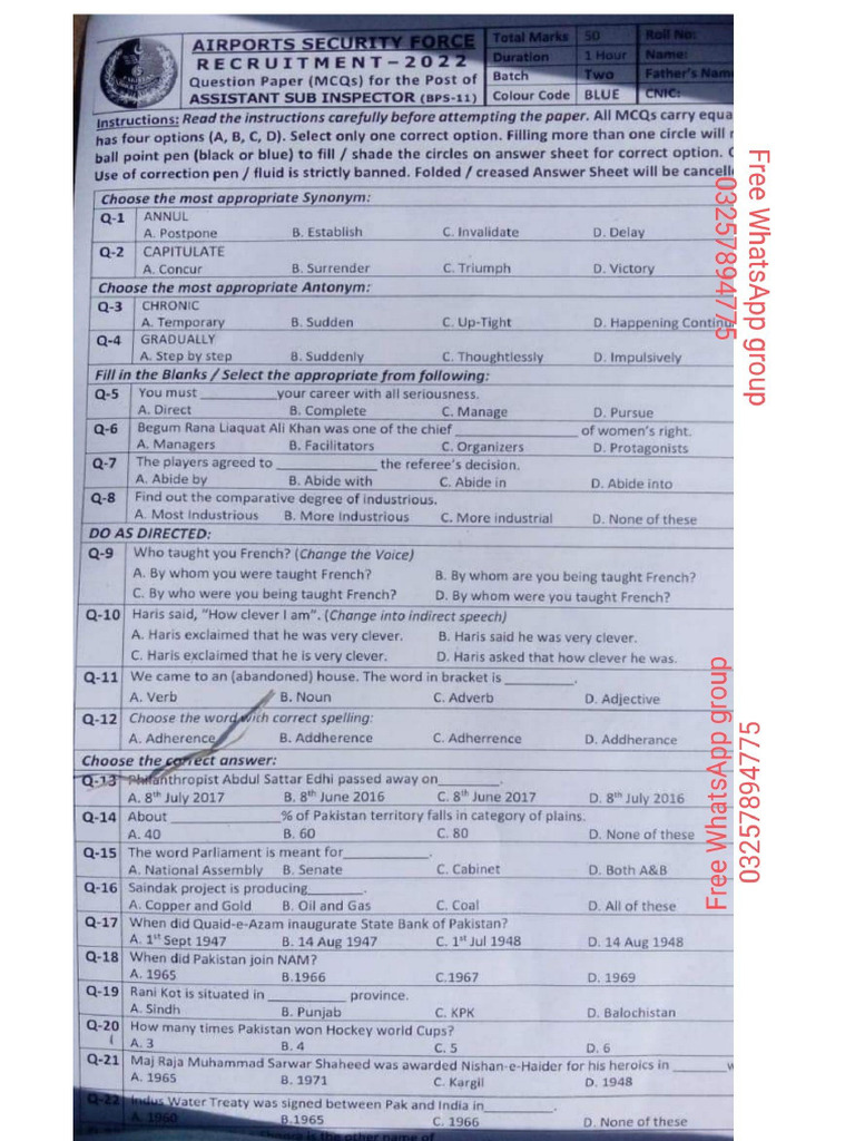 ASF Past Papers | PDF