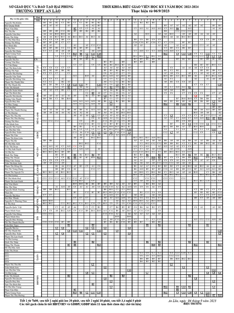 TKB GV Sáng T 06 9 | PDF