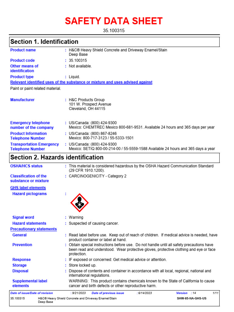 35.100315 SDS English US | PDF