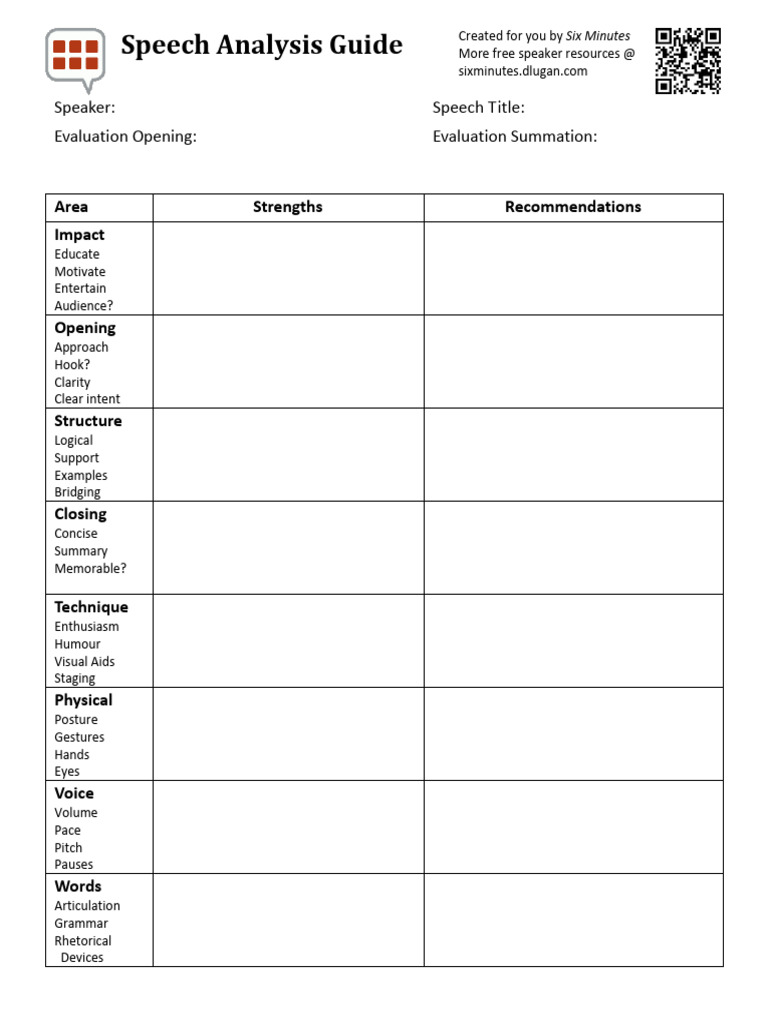Speech Evaluation Form | PDF