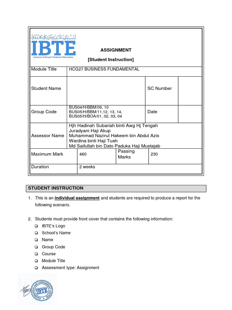 HCG27 BF ASSIGNMENT_QN PAPER.2023 final | PDF