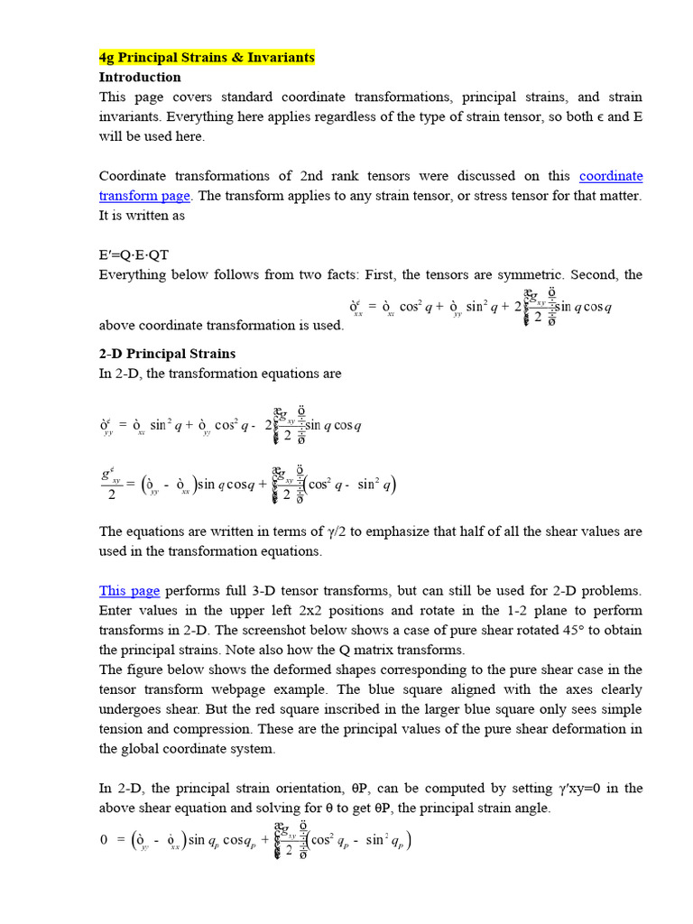 4g Principal Strains | PDF | Stress (Mechanics) | Tensor