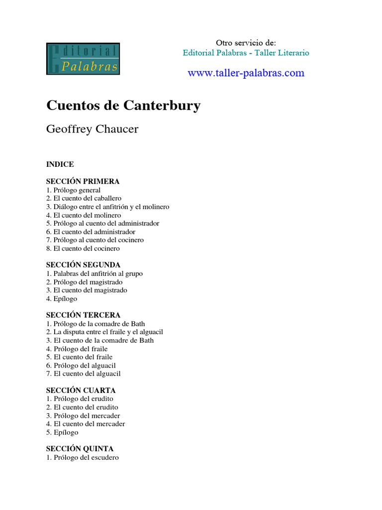 Cuentos Canterbury Pdf Prólogo Marcado Pdf