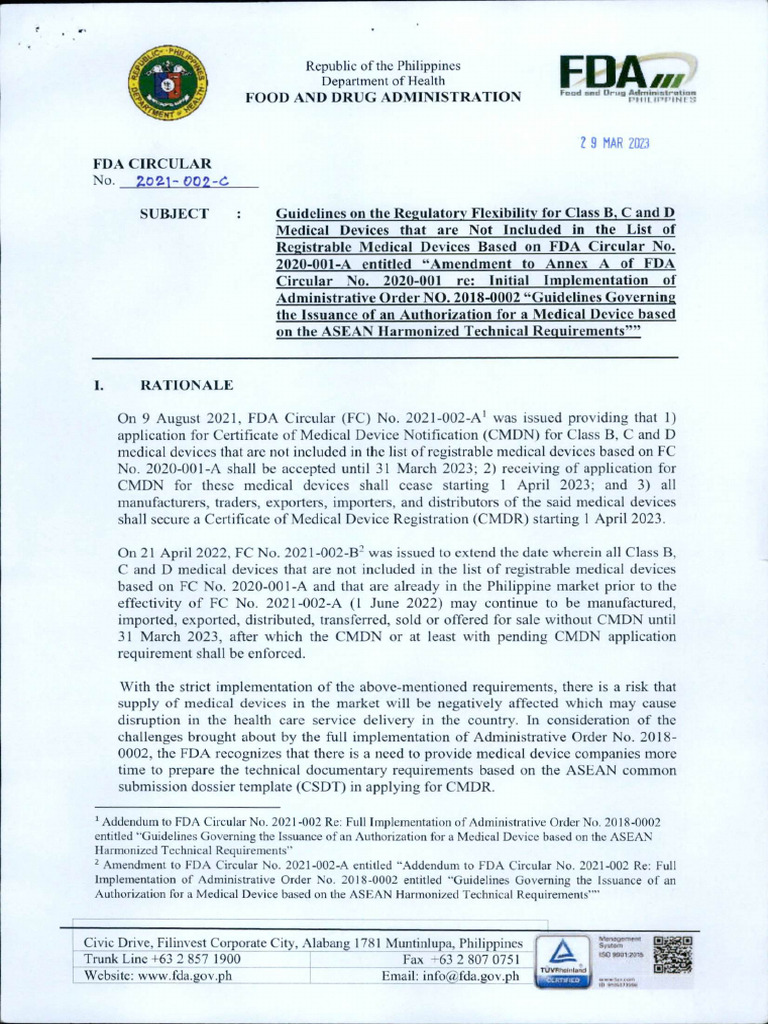 FDA Circular No. 2021 002 C | PDF