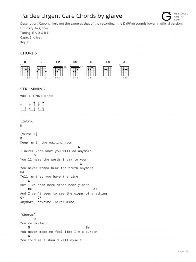 pardee urgent care chords | PDF