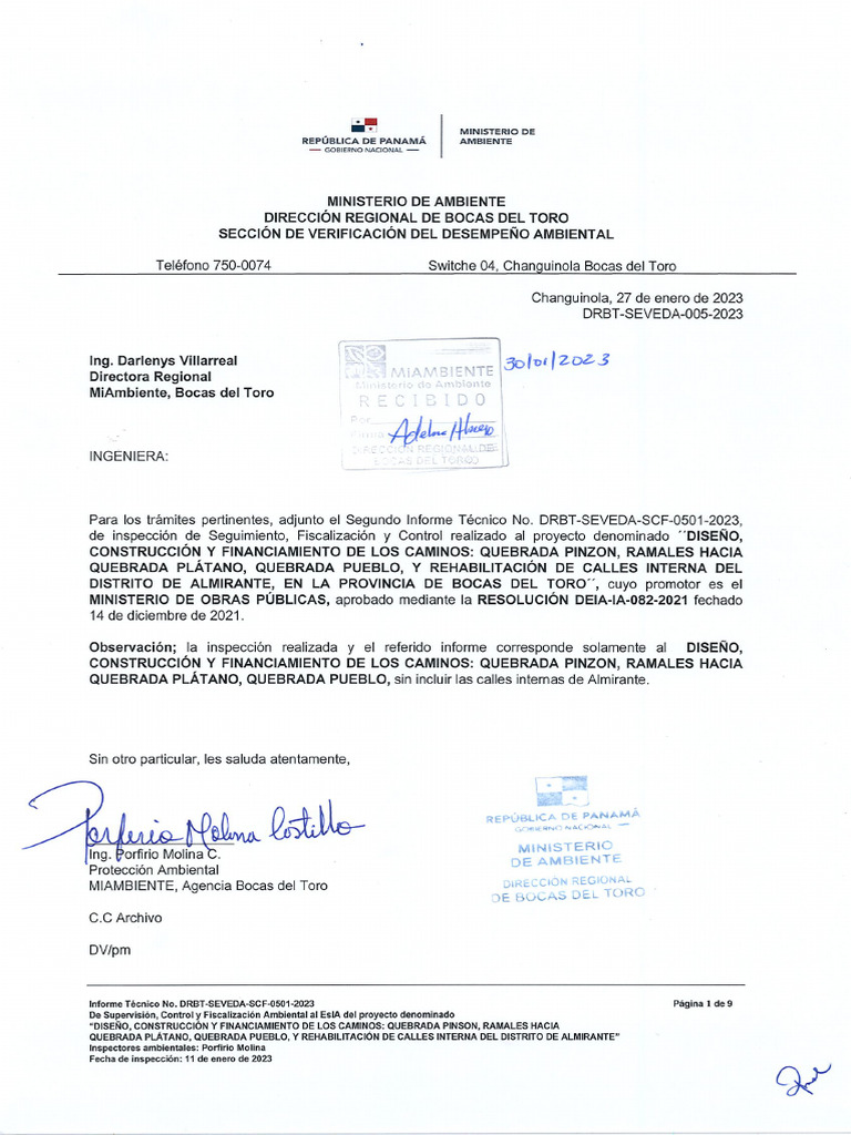 ESC 2° Inf Tec. Carretera Pinzon Qra. Pueblo Qra. Platano MOP | PDF