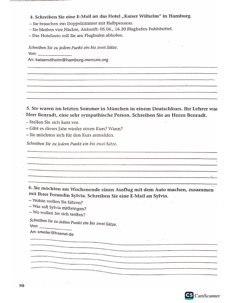 A1 German Emails For Practice | PDF