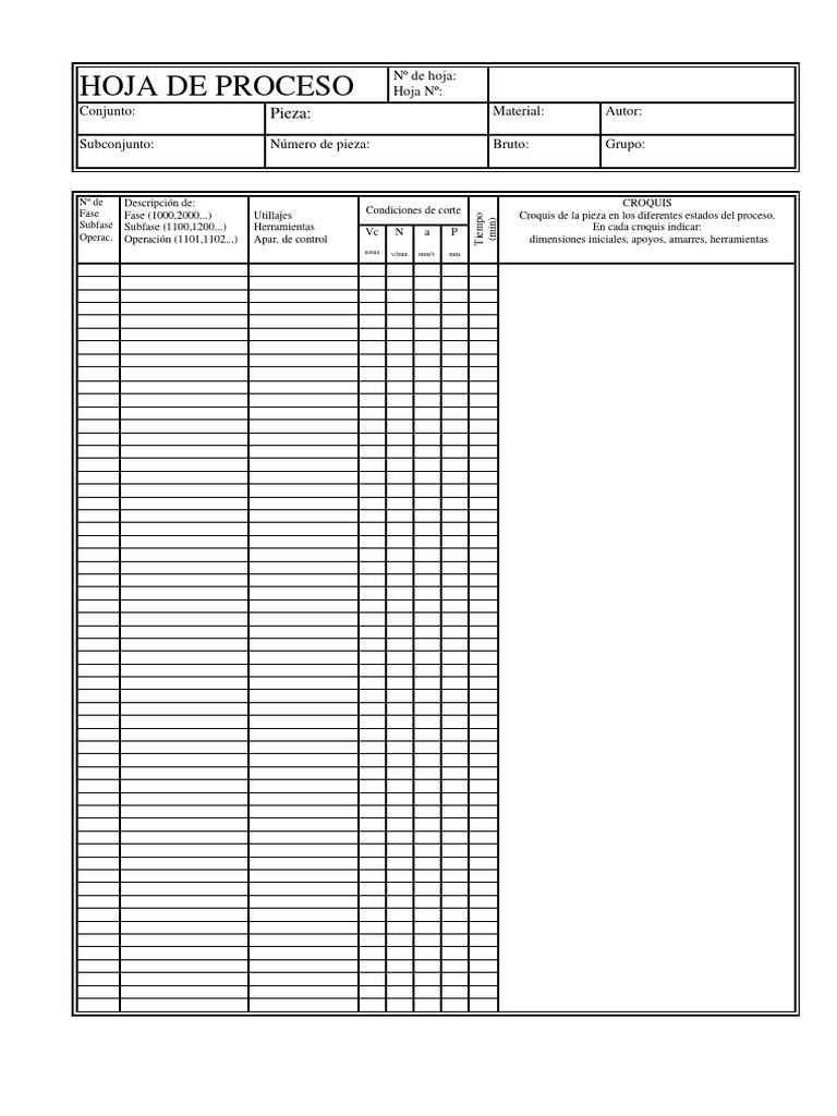 Hoja de Proceso de Fabricación | PDF