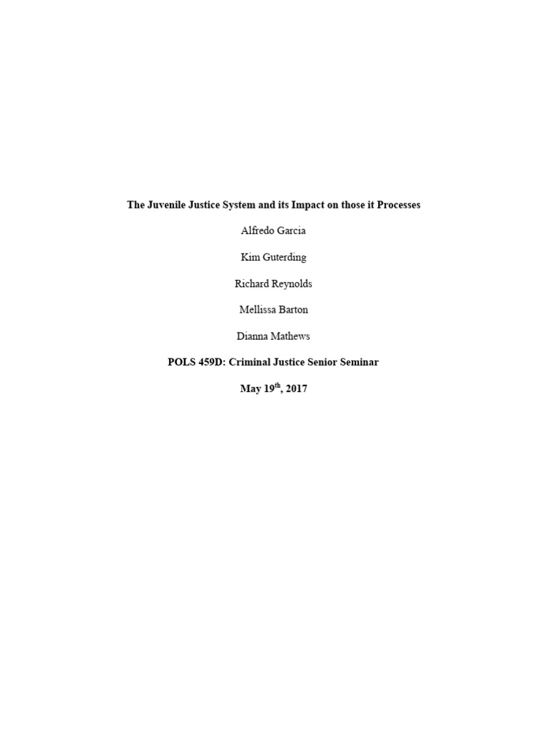 Juveniles Final Paper - 459D | PDF