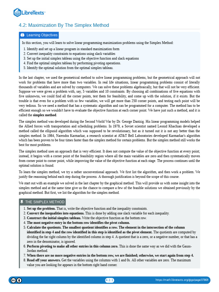 Maximization by The Simplex Method | PDF | Linear Programming | Mathematical Optimization