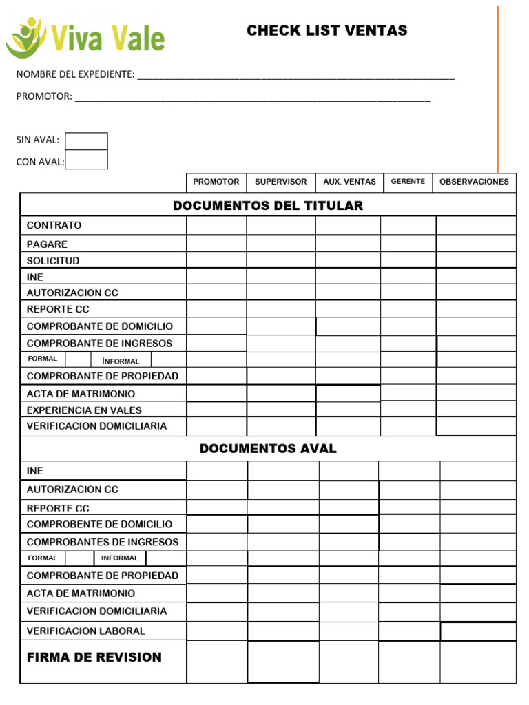 Check List Ventas | PDF