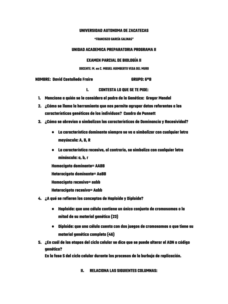 Examen de Genetica | PDF Examen de Genetica | PDF