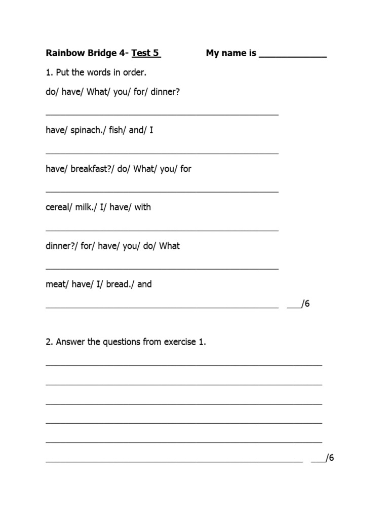 Rainbow Bridge 4Test 5 | PDF