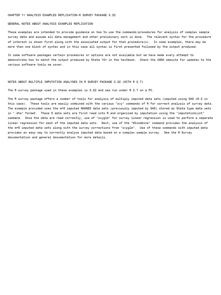 Chapter 11 Analysis Examples Replication Fall 2011 R | PDF | Errors And Residuals | Sampling ...