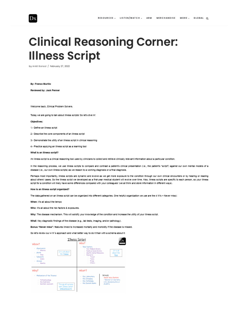 Understanding Illness Scripts in Medicine | PDF | Medical Diagnosis ...