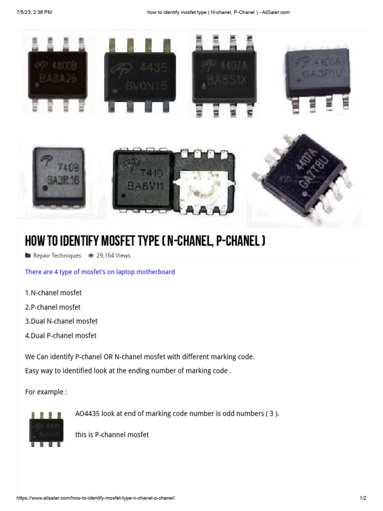 How To Identify Mosfet Type (N-Chanel, P-Chanel) | PDF