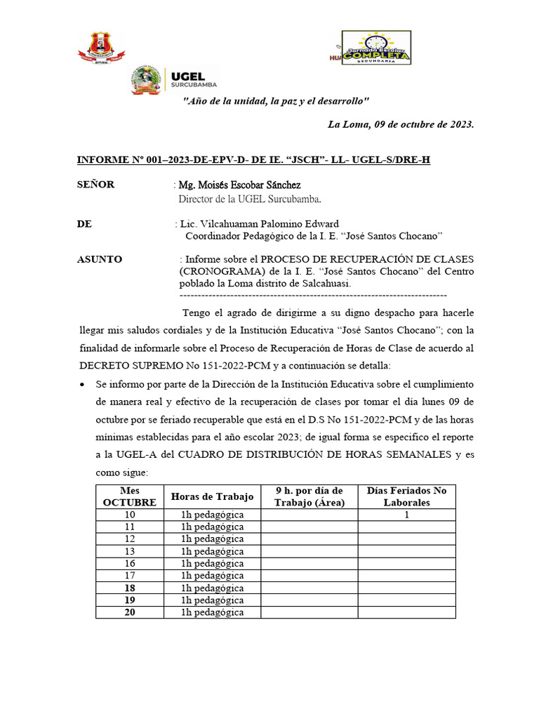 Informe de Recuperacion de Clases | PDF
