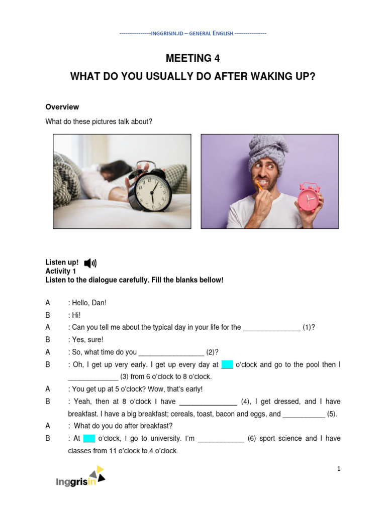 Daily Routines in English Practice | PDF | Lunch | Dinner