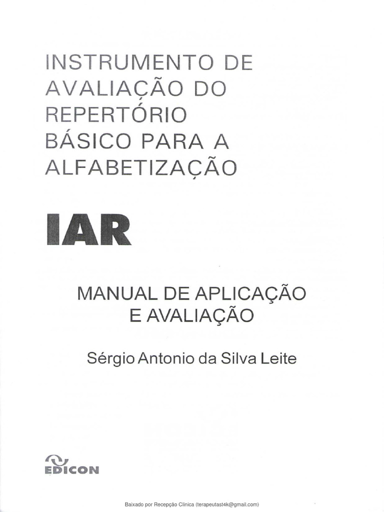 IAR - Manual de Aplicacao e Avaliacao Resumido | PDF | Alfabetização ...