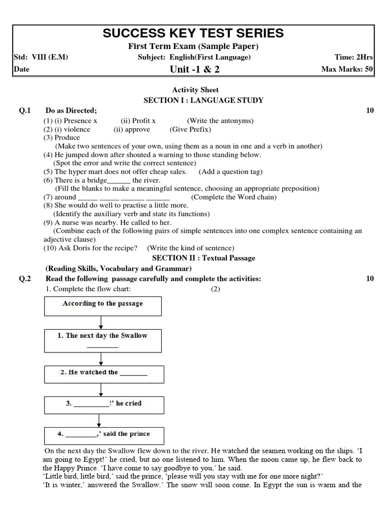 Class 8 Sample Paper English(Que.paper) | PDF