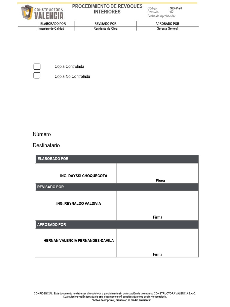 PROCEDIMIENTO DE REVOQUES INTERIORES Rev 02 | PDF | Hormigón | Cemento