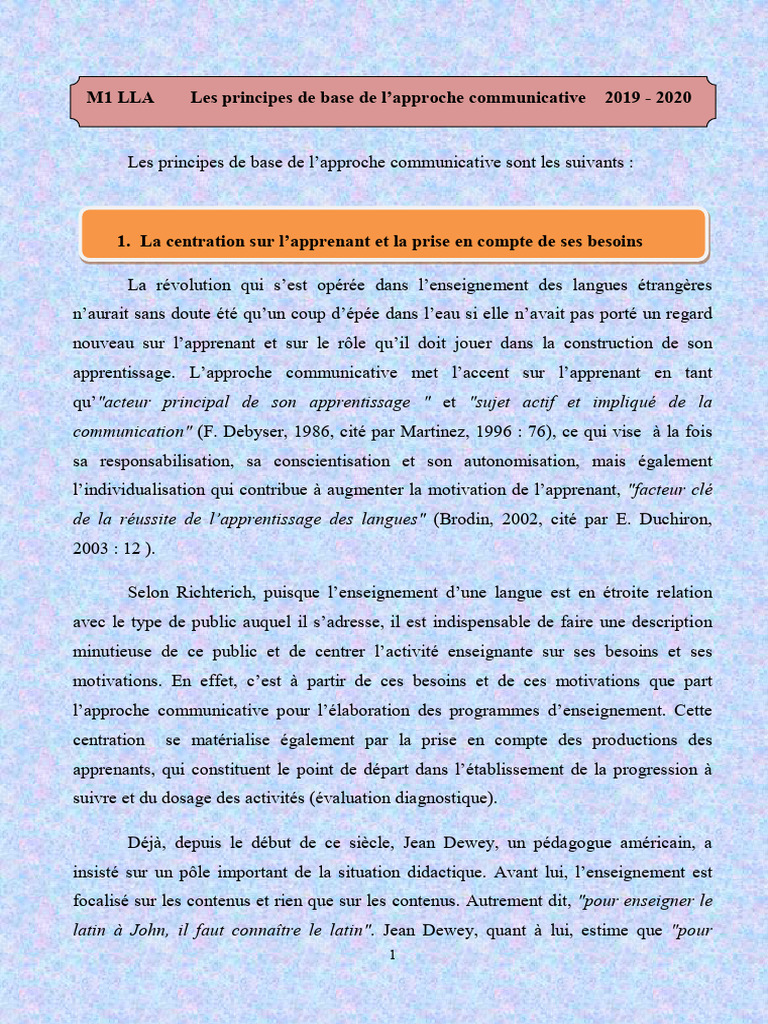 M1 LLA Cours 2 Séance 2 | PDF
