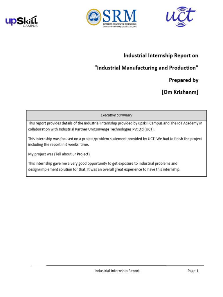 Sample InternshipReport USC UCT | PDF