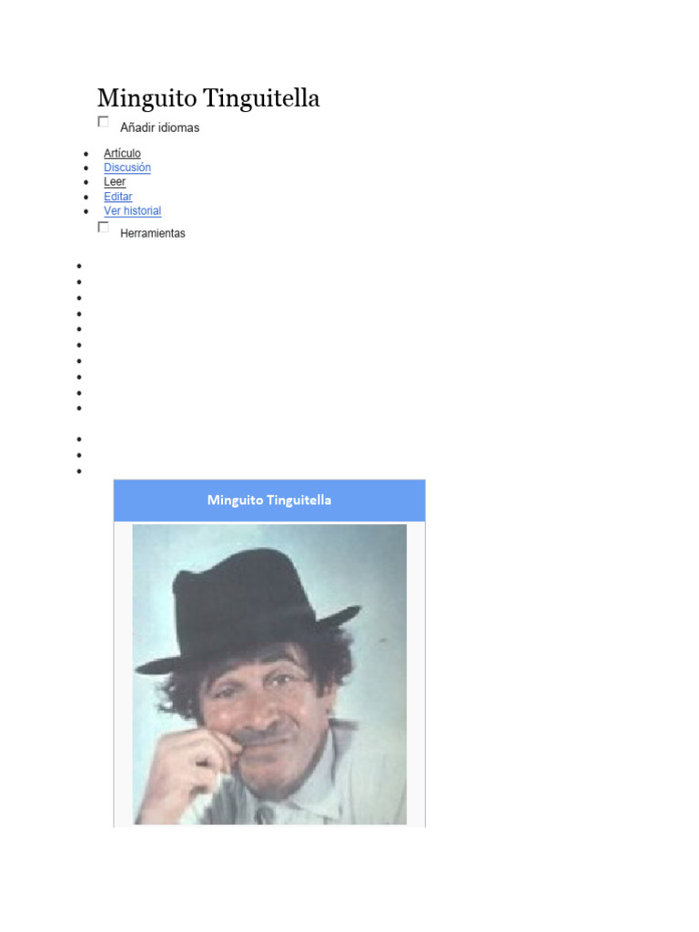 Minguito Tinguitella | PDF
