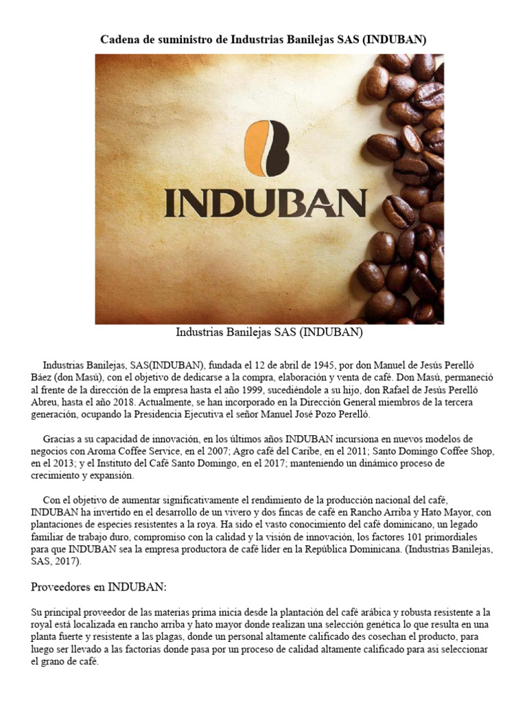 Cadena de Suministro de Industrias Banilejas SAS | PDF | café ...