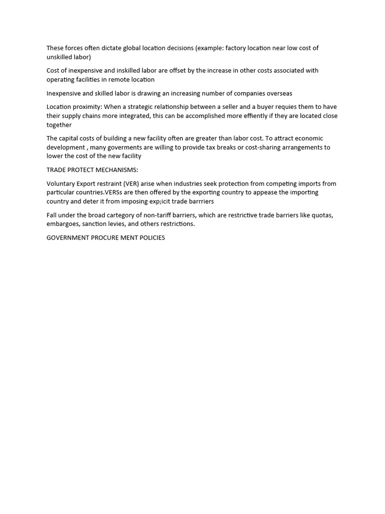 These Forces Often Dictate Global Location Decisions | PDF