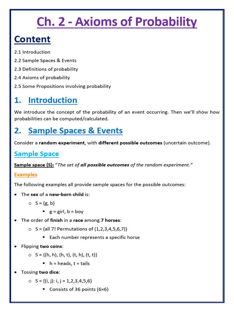 Chapter 2 - Axioms of Probability 1 | PDF | Probability | Science