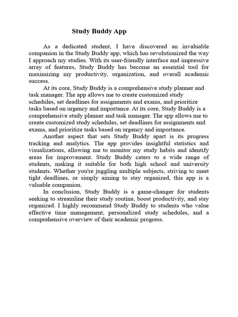 Study Buddy App | PDF