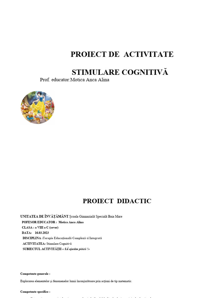 Proiect Did SC Alba CA ZapadaStim Cogn | PDF
