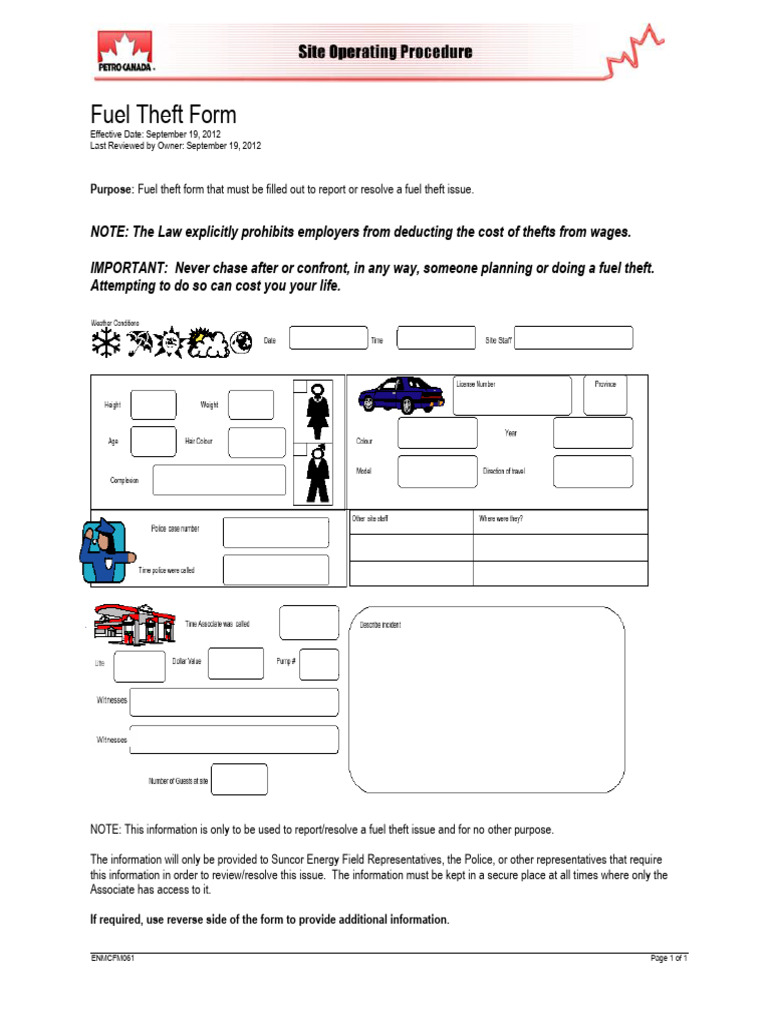 Fuel Theft Reporting Form Guide | PDF
