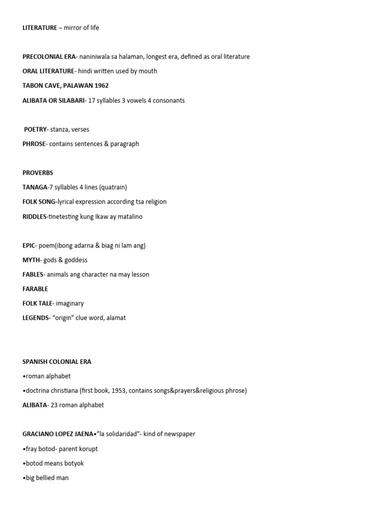 Literature Reviewer | PDF | Poetry | Tagalog Language Literature Reviewer | PDF | Poetry | Tagalog Language