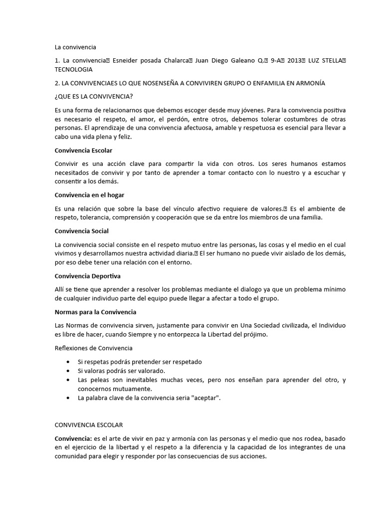 La Convivencia | PDF | Tolerancia | Amor