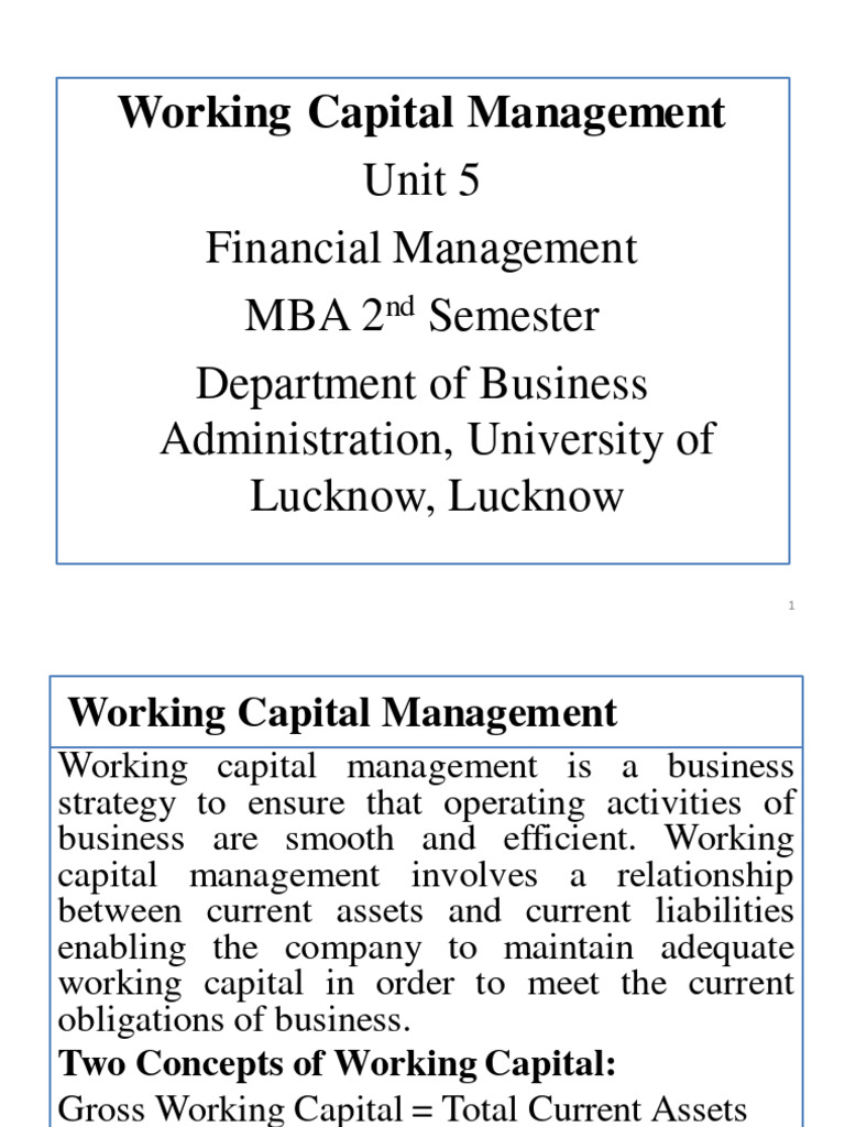 Unit 5 | Download Free PDF | Working Capital | Inventory