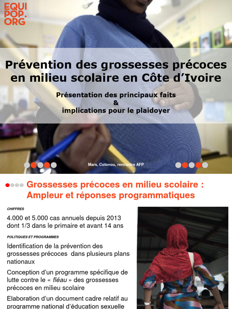 Equipop_PPT_Grossesses Précoces en Milieu Scolaire CI_mars 19_VF (1) | PDF