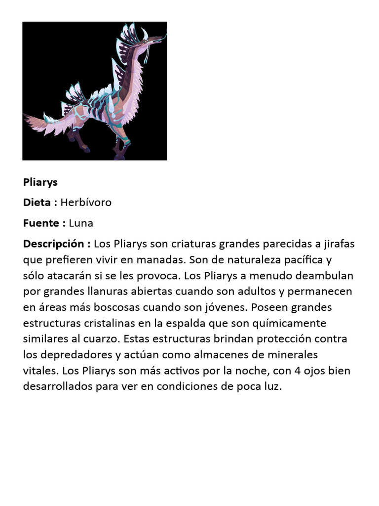 Pliarys Dieta: Herbívoro Fuente: Luna Descripción: Los Pliarys Son ...