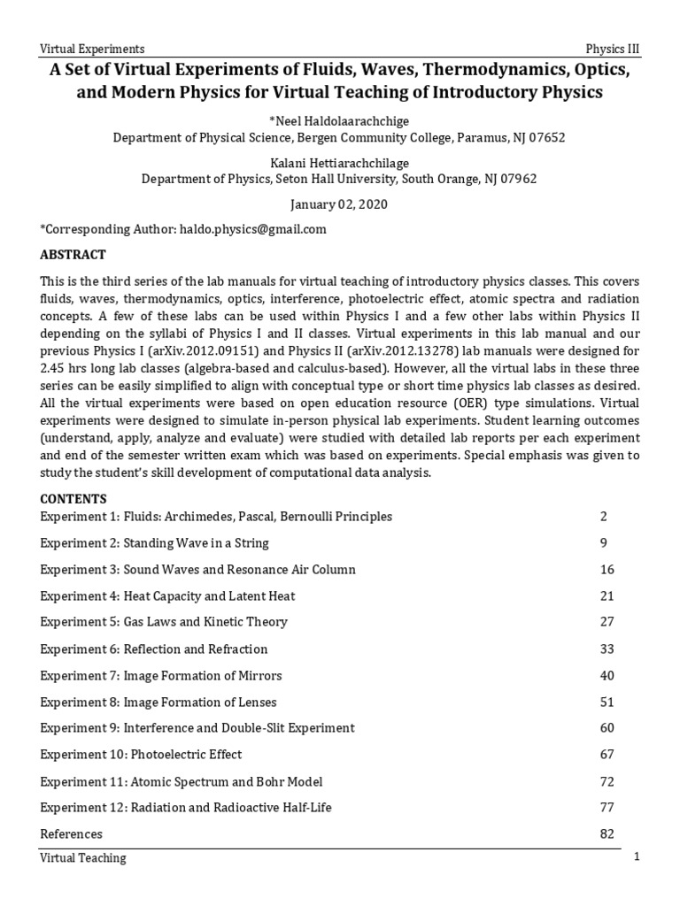 A Set of Virtual Experiments of Fluids Waves Therm | PDF | Resonance | Normal Mode
