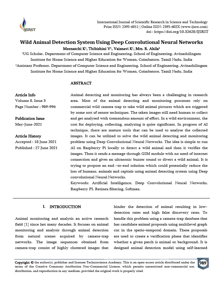 Wild Animal Detection System Using Deepp | PDF | Computer Vision ...