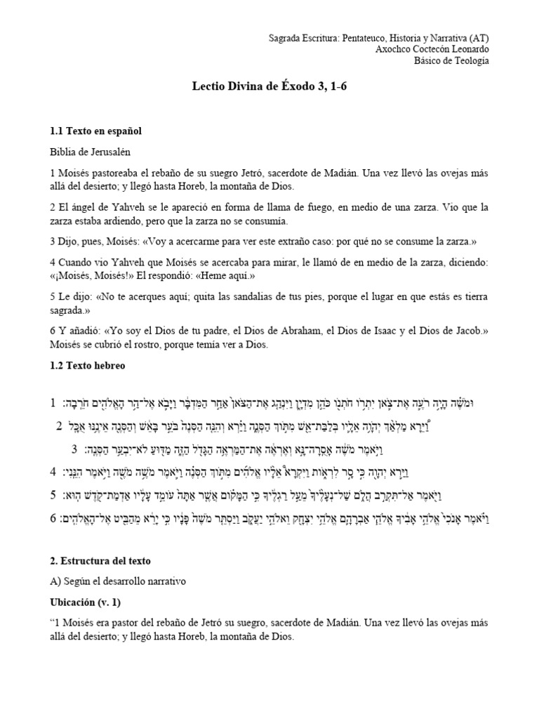 Lectio Divina de Exodo 3 | PDF | Moisés | Joshua