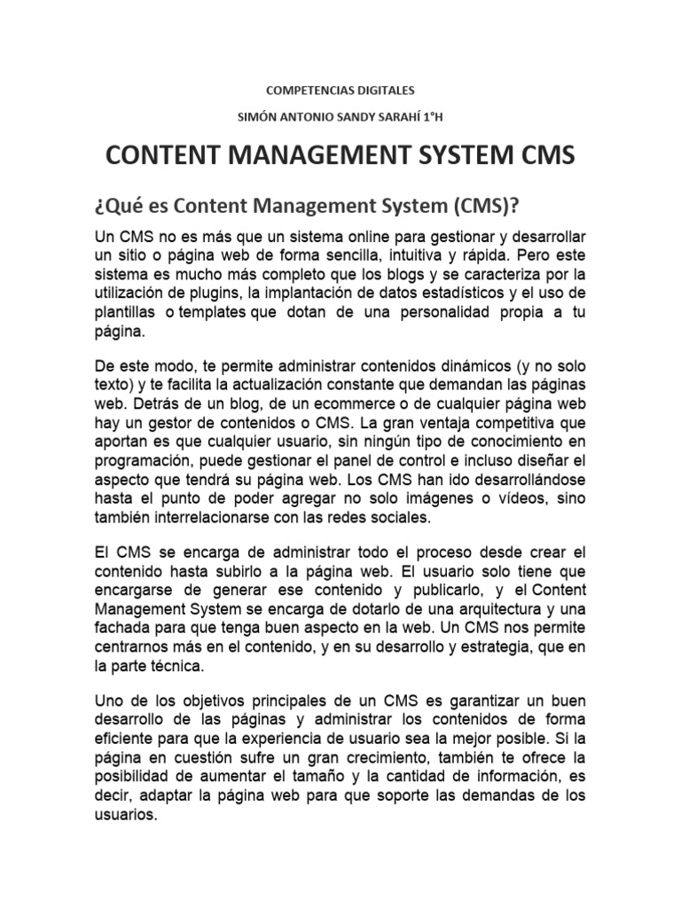 Content Management System Cms Actividad Pdf