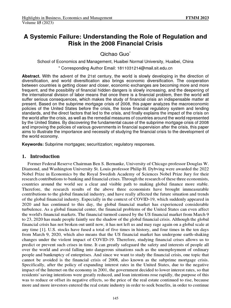A Systemic Failure Understanding The Role of Regul | PDF