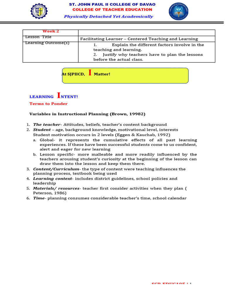 2ND Educ105 - Prelim Lesson 2 | PDF